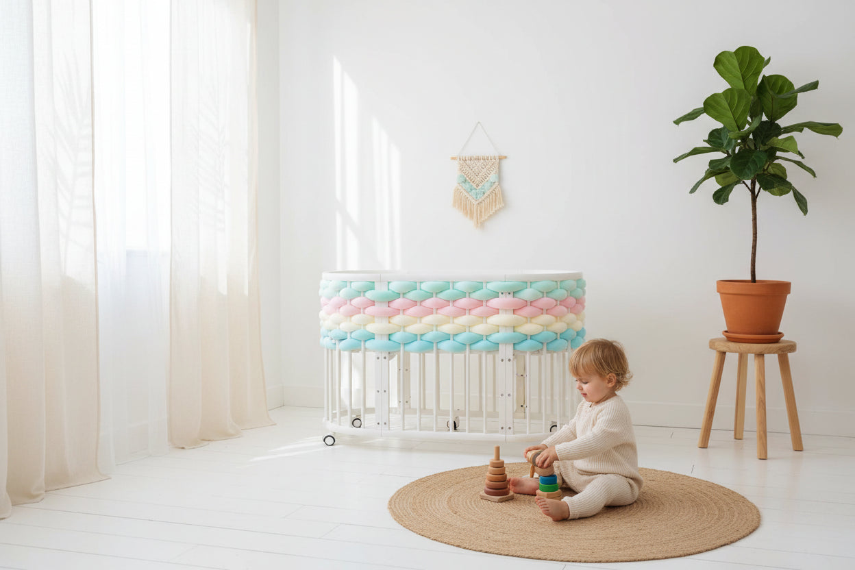 CozyGuard Woven Braid Knot Baby Cot Bumper