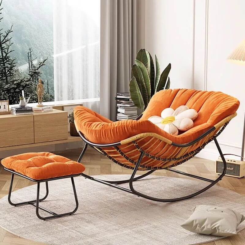 Fluffy Elastic Lumbar Support Floor Rocking Chair